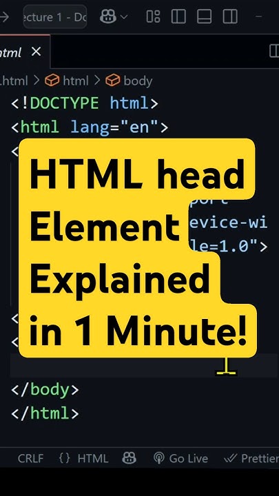 HTML head Element Explained in 1 Minute! | #webdev #10 | #shorts #html #htmltutorial #htmlcss ...