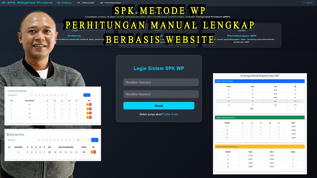 Buat Aplikasi Sistem Pendukung Keputusan Metode Weighted Product (WP ...