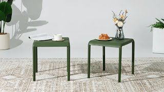 Plastic Modern Outdoor Patio Accent Side Tables (Set of 2)