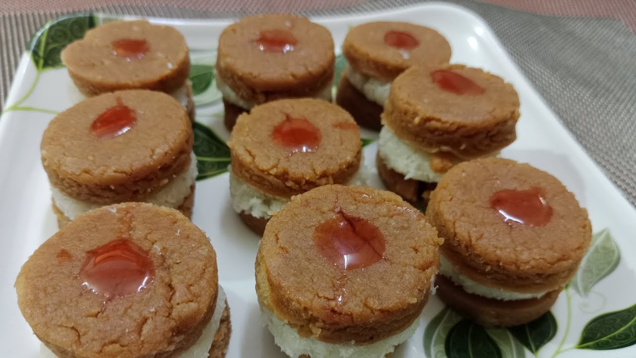 Biscut coconut sandwich cook without fire recipe #easyandtasty # ...