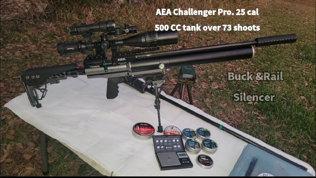 AEA Challenger Pro .25 cal with the 500 CC tank, shooting over 73 shots ...