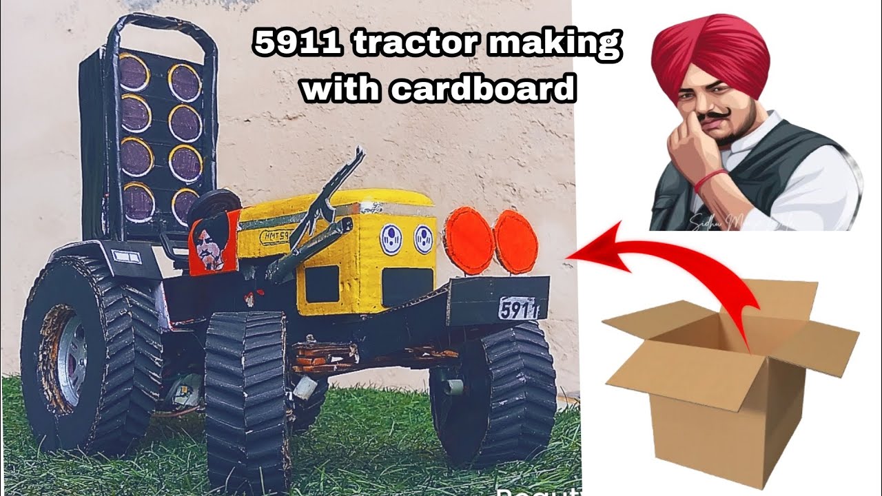 Hmt 5911 tractor making with cardboard very easy - YouTube