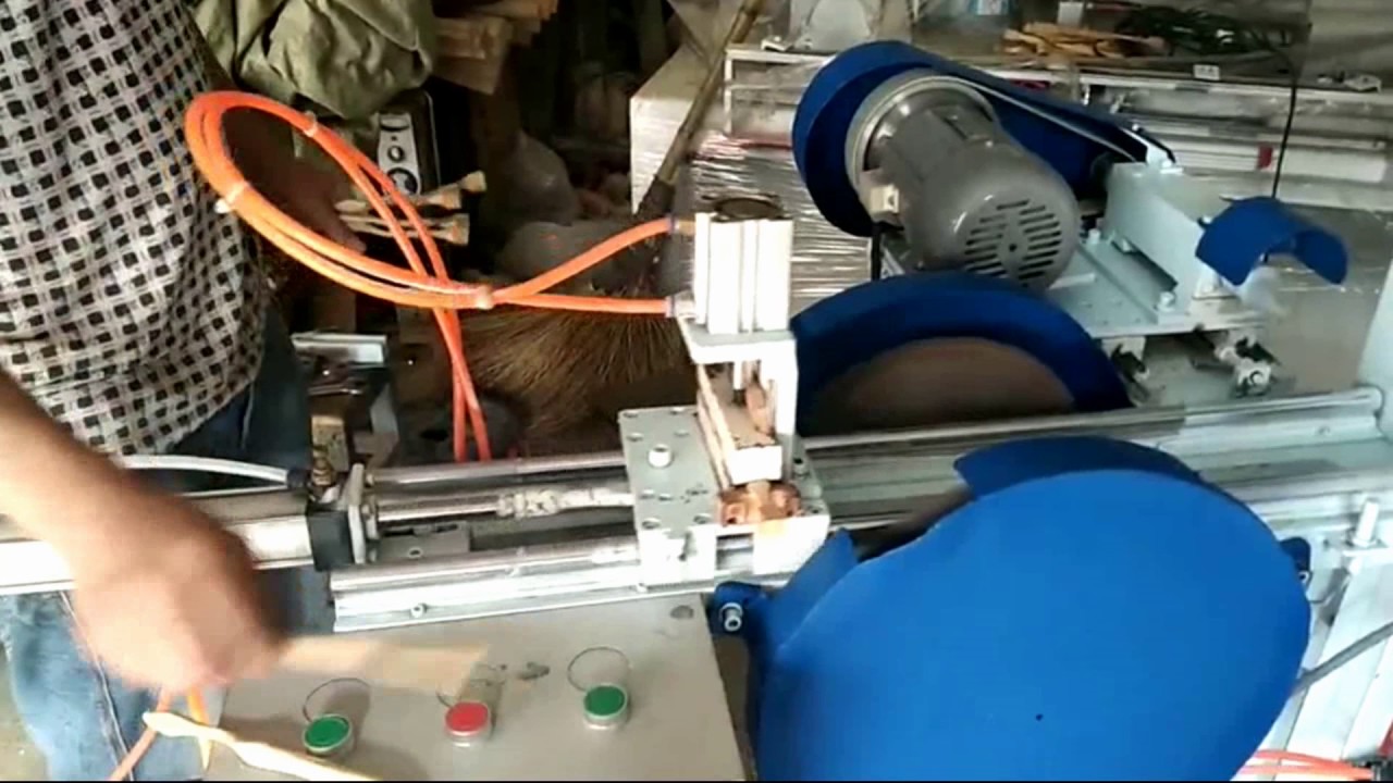 wood, bamboo tooth brush handle trimming machine - YouTube