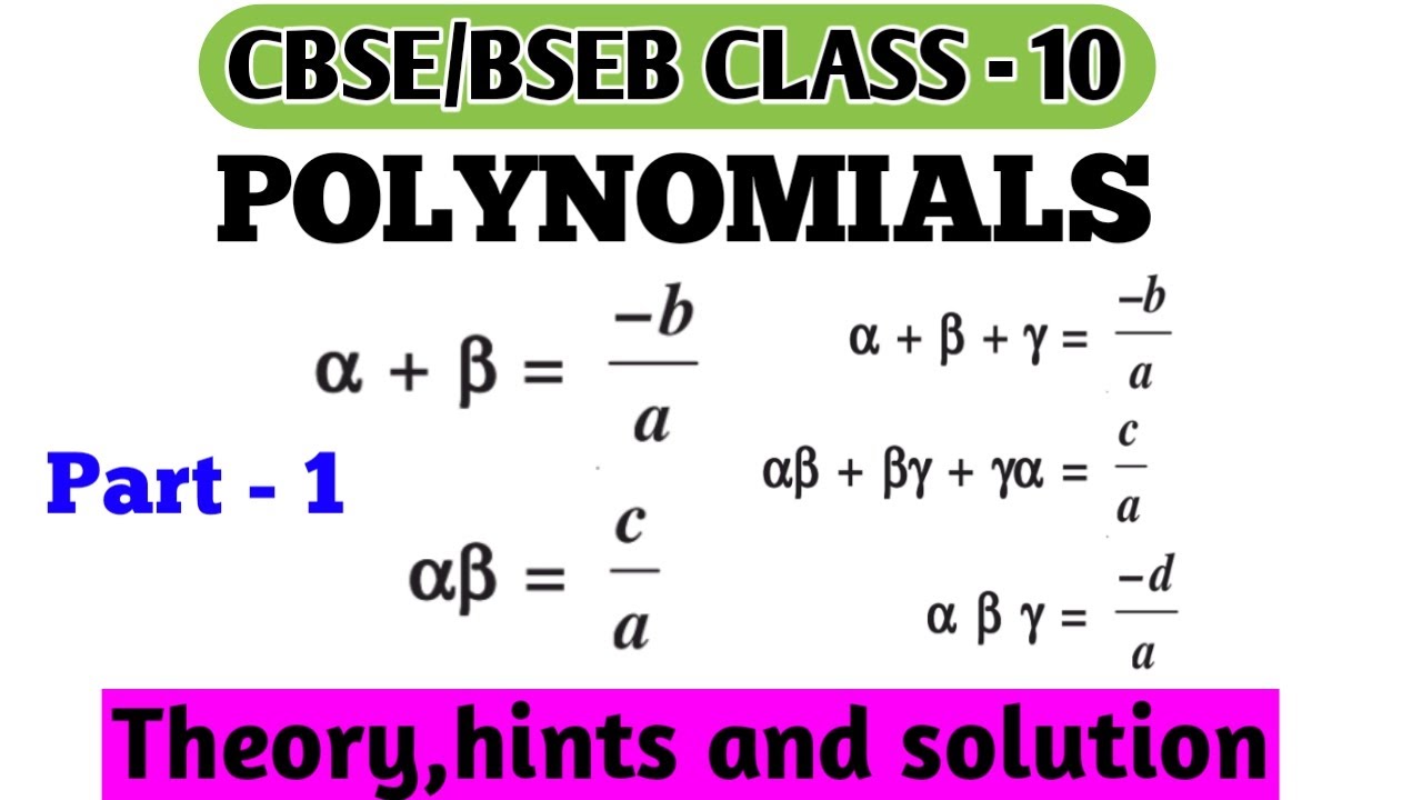 CLASS - 10 MATHS | POLYNOMIALS | PART - 1 - YouTube
