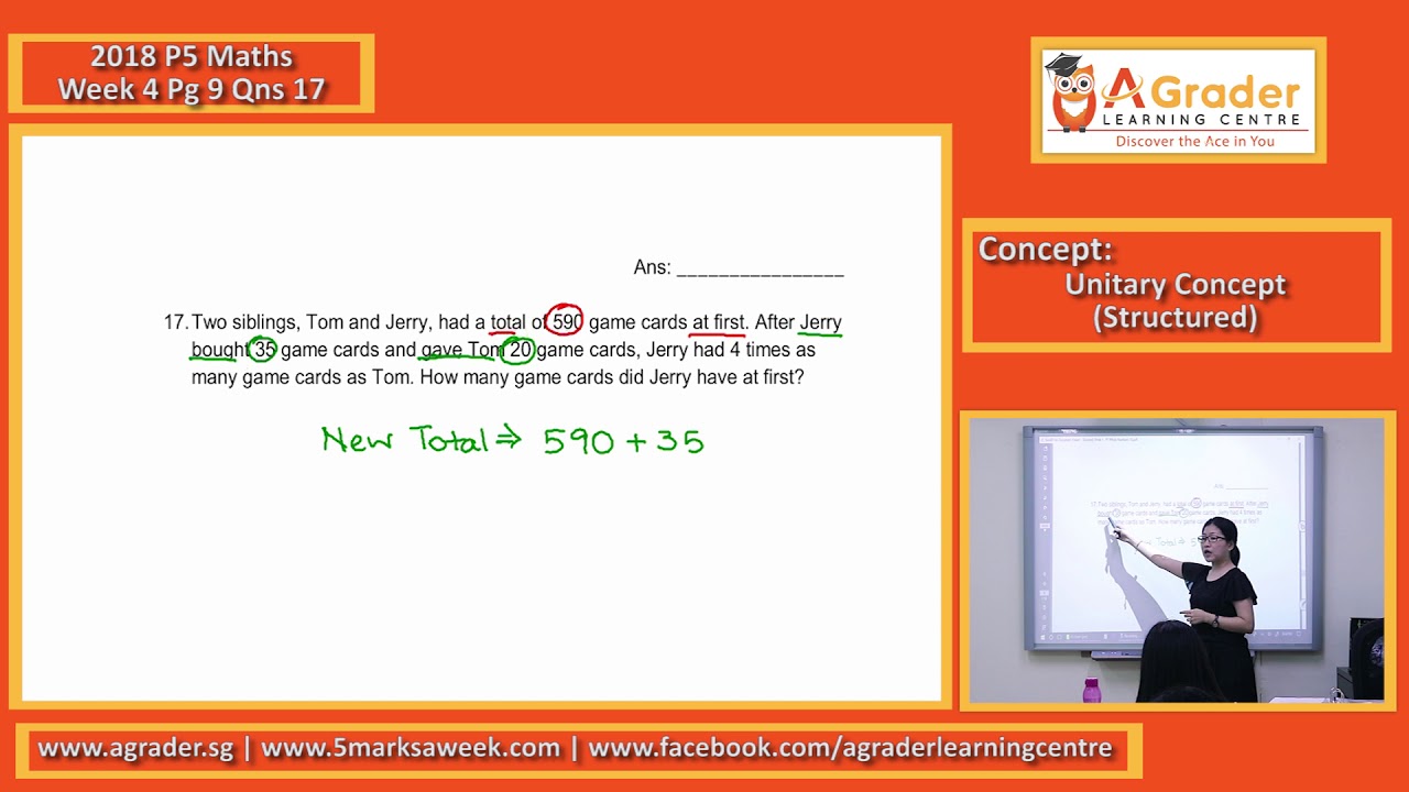 2018 - P5 Maths - Week 4 - Pg 9 - Qns 17 (Unitary Concept (Structured ...