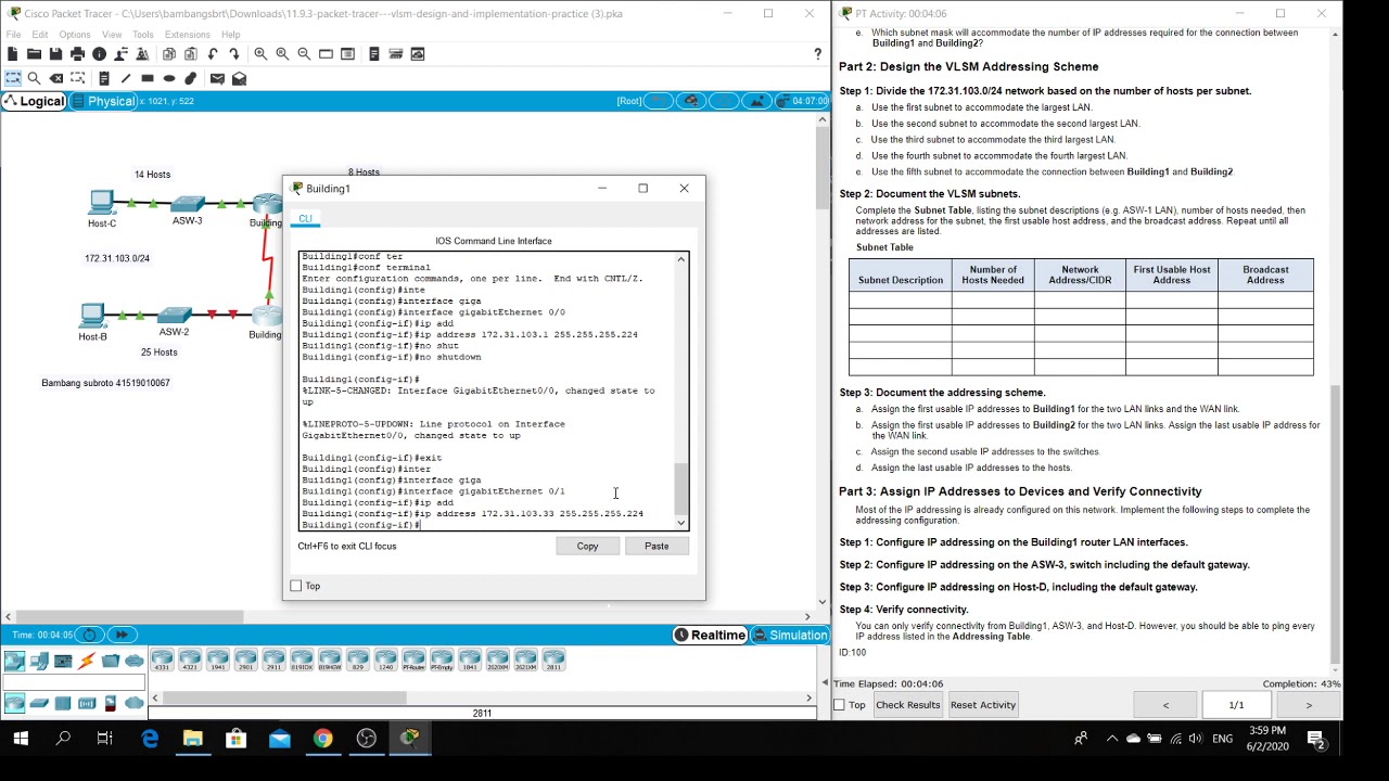 11.9.3-packet-tracer---vlsm-design-and-implementation-practice - YouTube
