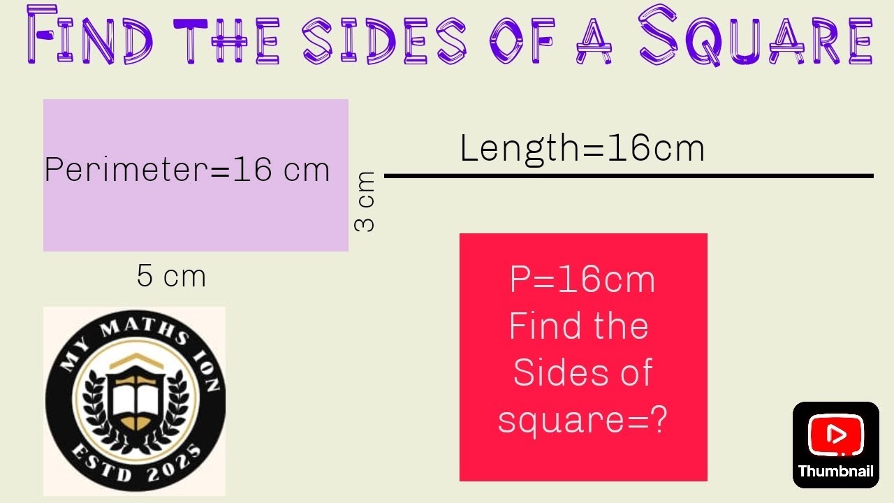 what will be the length of side of the square?| A rectangle having 5m x 3m sides. - YouTube