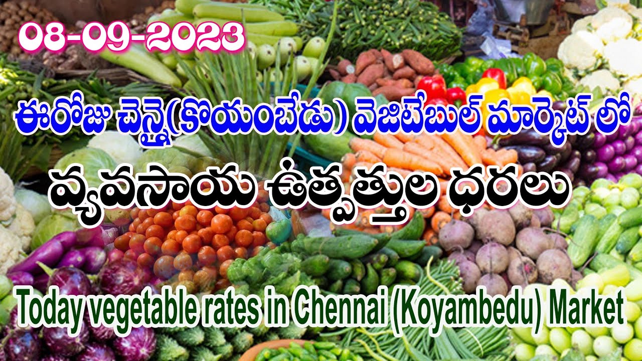 8.9.23 ఈరోజు చెన్నై మార్కెట్ లో కూరగాయల ధరలు. // Today Vegetable rates ...