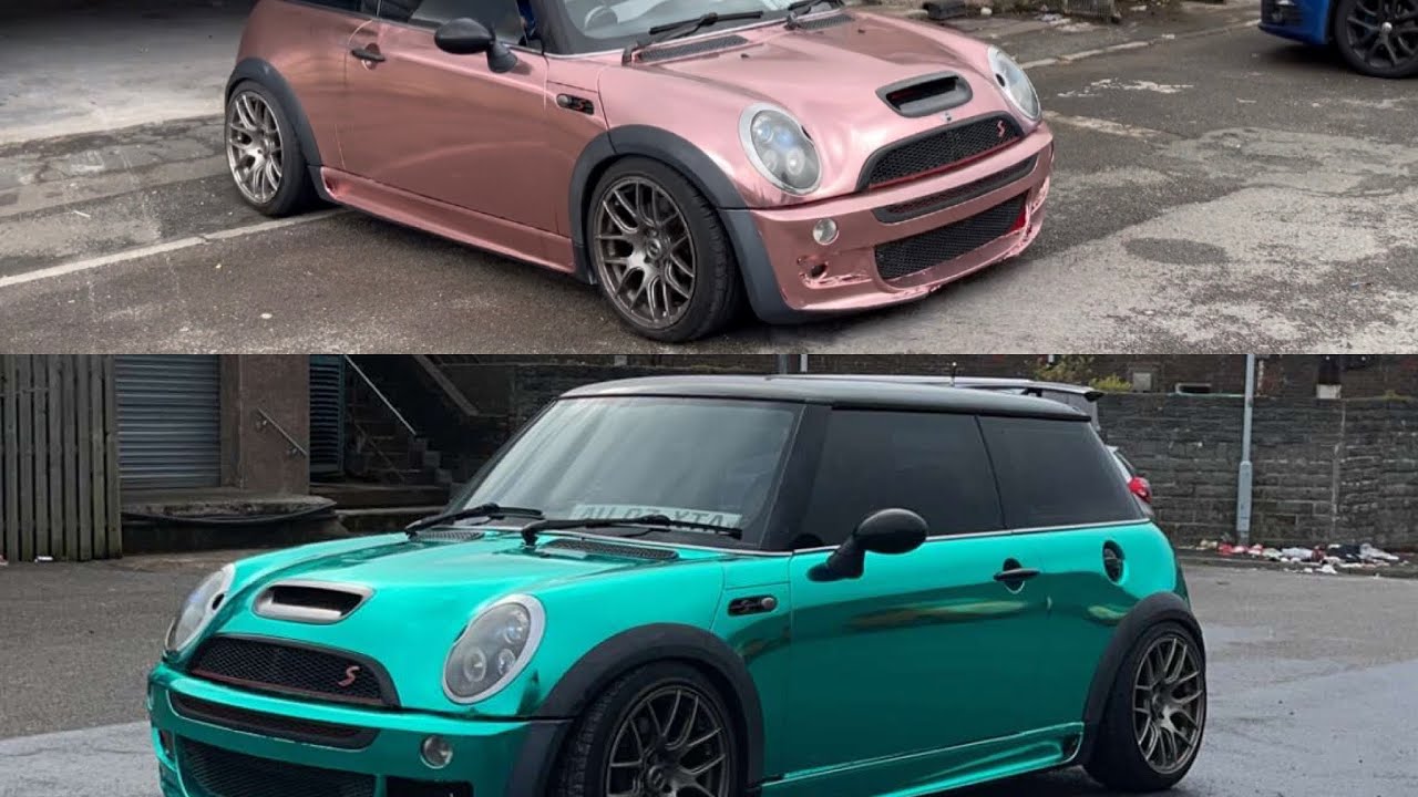 Mini Cooper S r53 full wrap colour change from chrome rose gold to ...