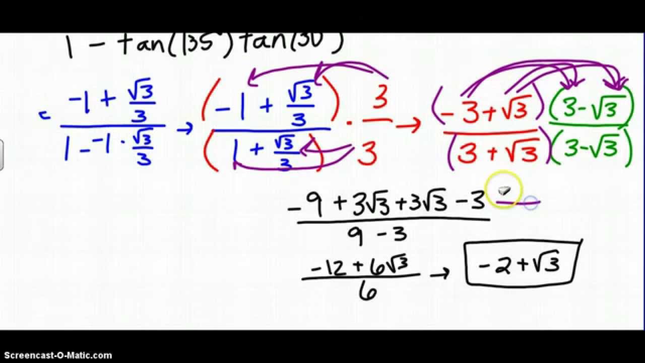 Sum And Difference Formula Tangent YouTube