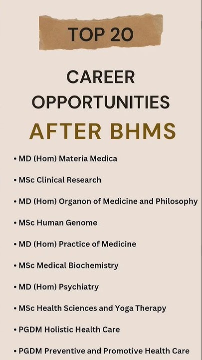 Career Options After BHMS - YouTube
