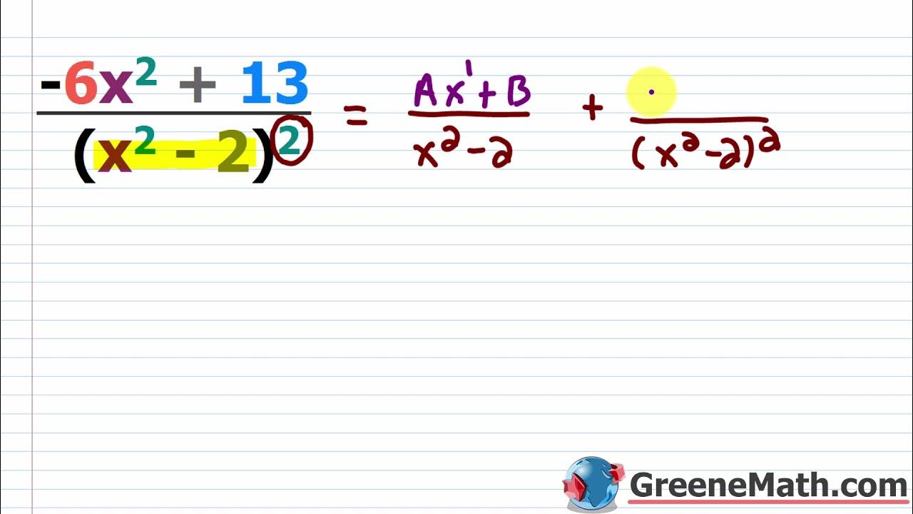 Partial Fraction Decomposition (repeated quadratic factor) - YouTube