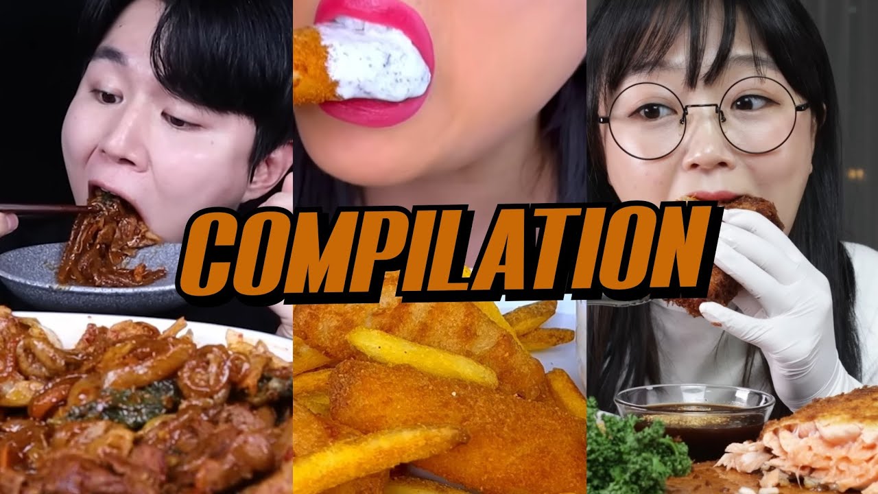 COMPILATION asmr eating sounds | mukbang chicken, salmon, noodles and ...