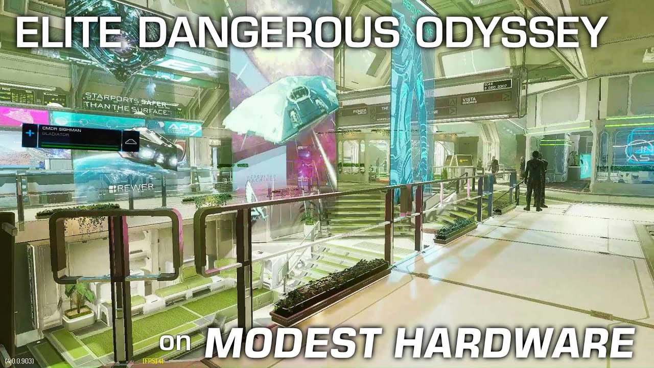 MHW13 - Modest PC running Elite Dangerous: Odyssey. Station concourse ...