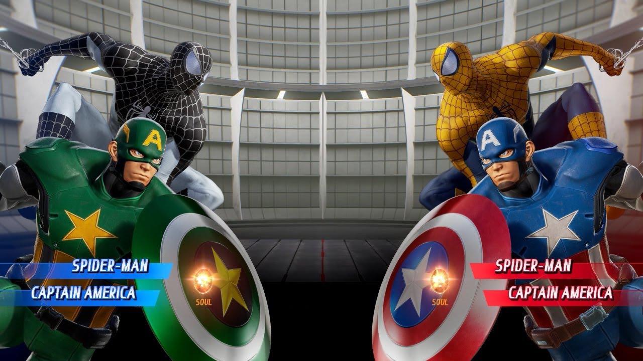 Spider-man & Green Captain America VS Yellow Spider-man & Captain ...