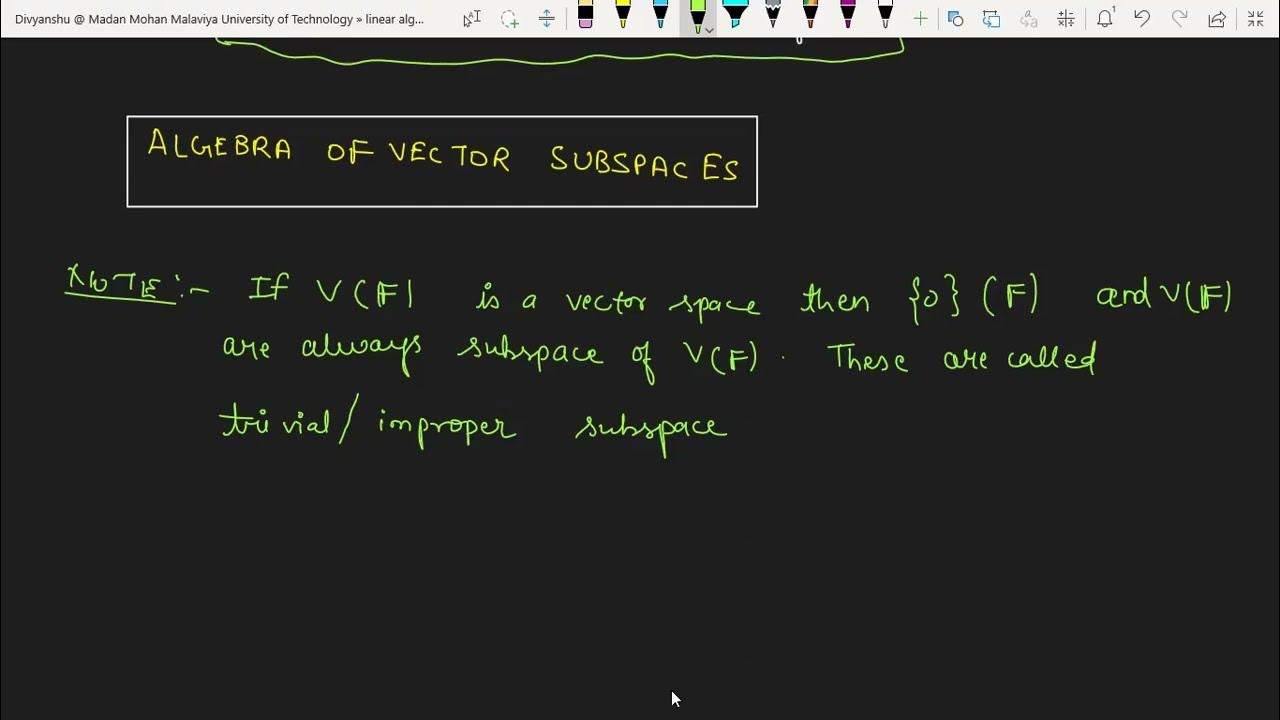 Linear Algebra Class -09 Engineering Mathematics /GATE /CSIR-NET/ IIT-JAM {Algebra of Subspace ...