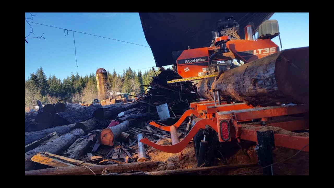 Wood mizer lt 35 cedar lumber - YouTube