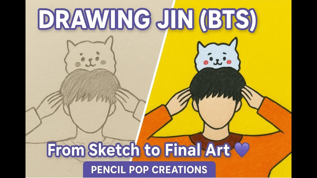 Realistic JIN (BTS) Pencil Sketch ️ / Card | Full Drawing Process by 13 ...