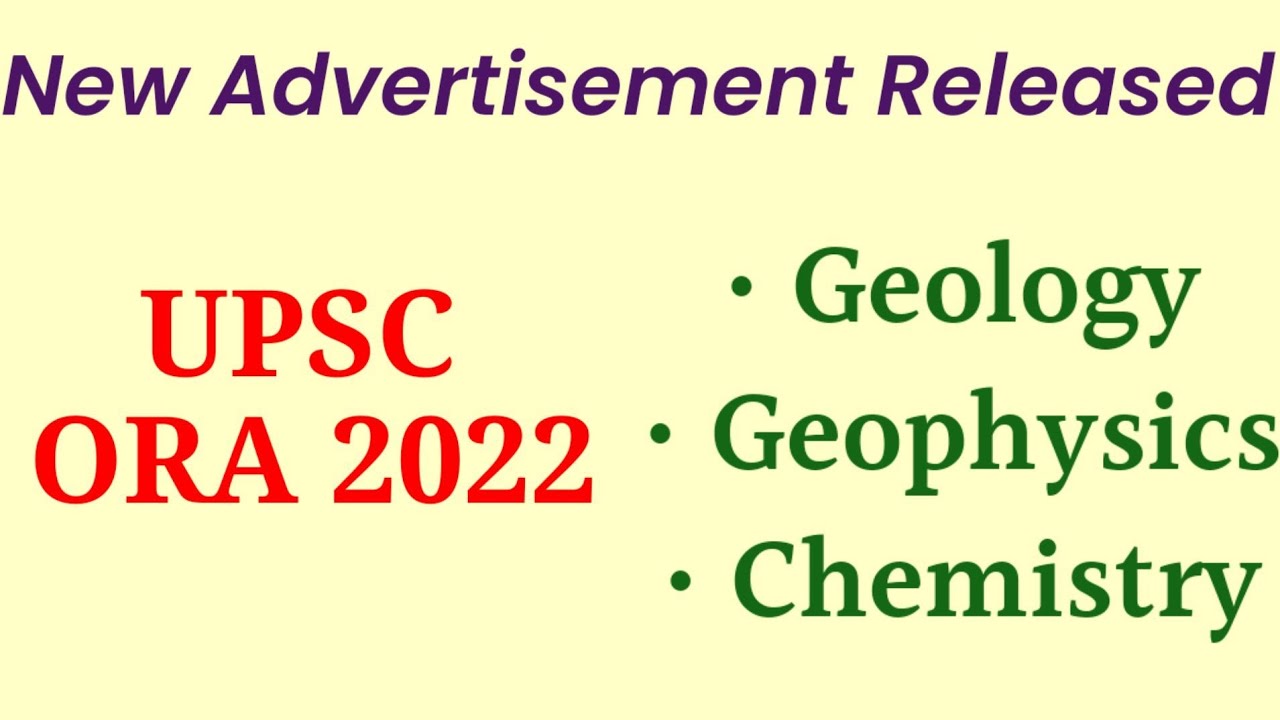 UPSC ORA 2022. Geology, Geophysics, Chemistry, Hydrogeology Jobs🔥🔥 ...