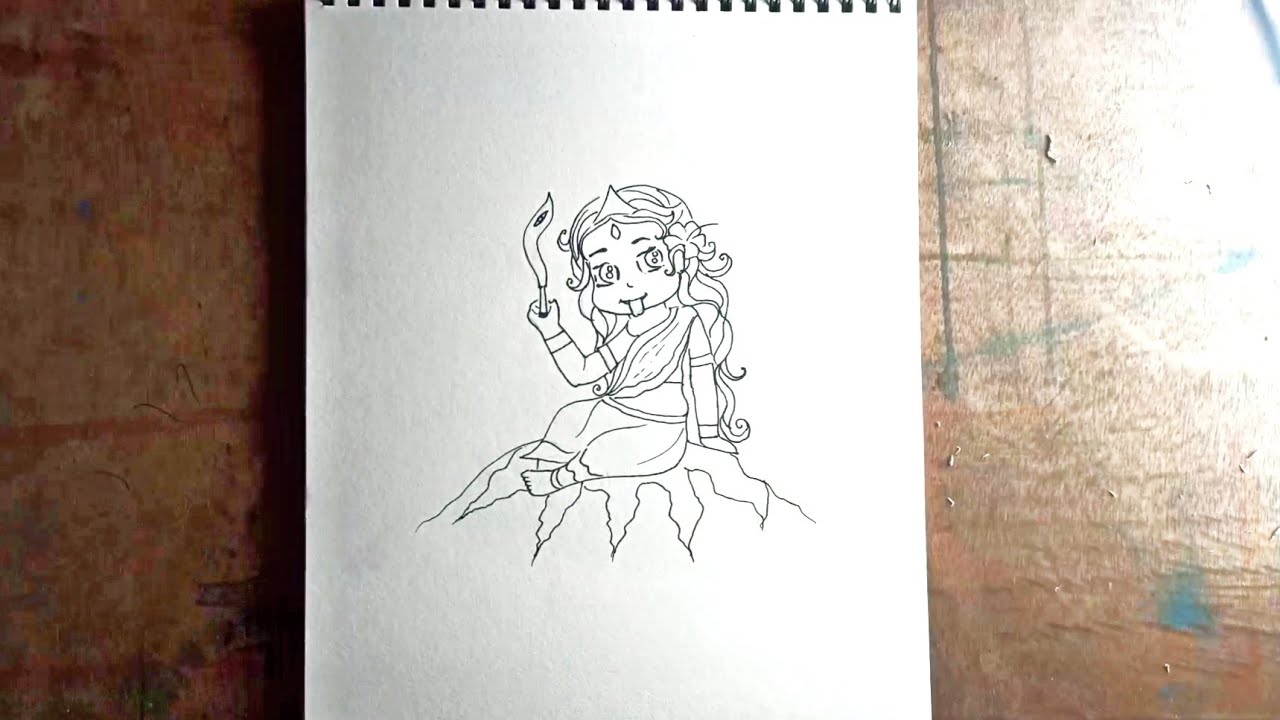 How to draw maa kali Outline | maa kali easy outline |maa kali outline ...
