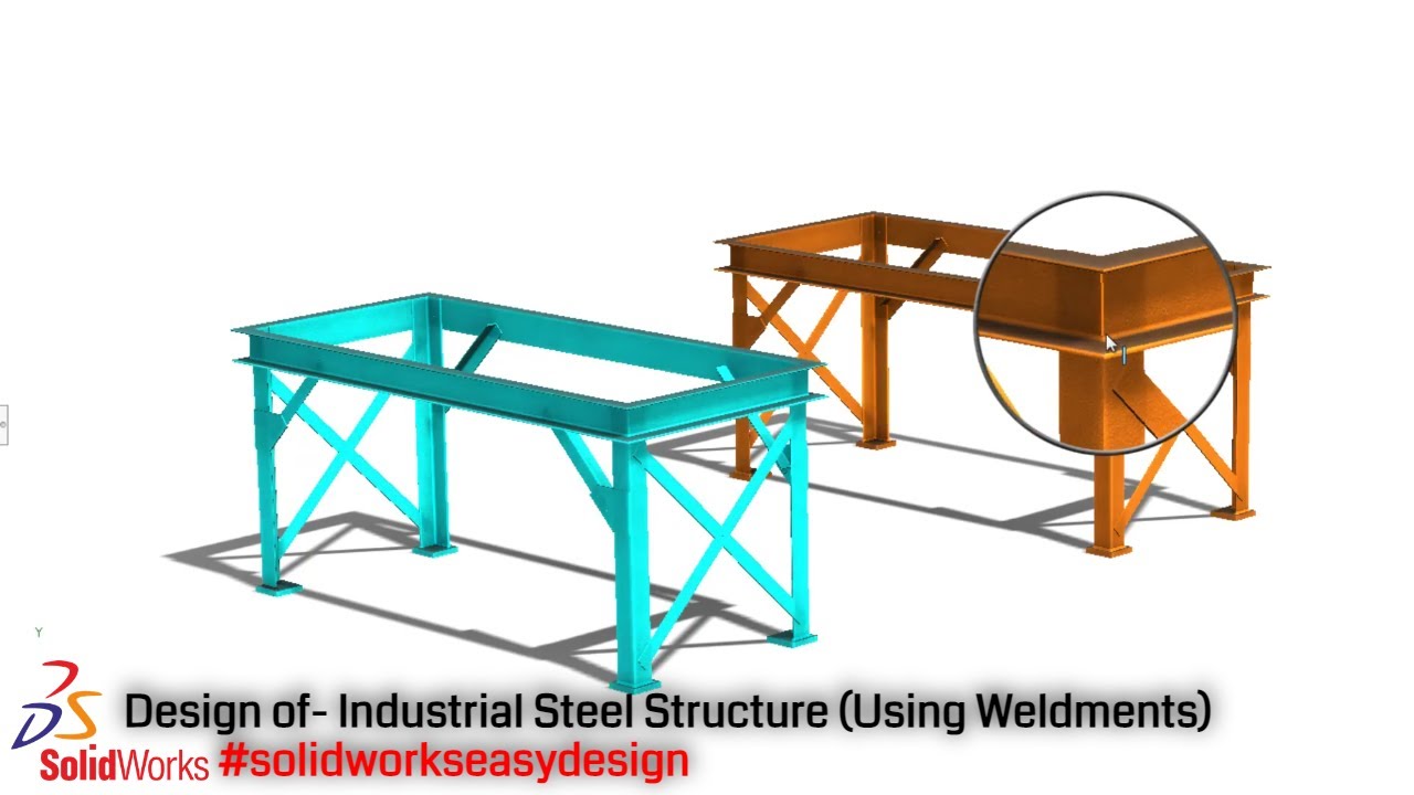 Solidworks Tutorial # 185 Weldments Industrial Steel Frame in ...