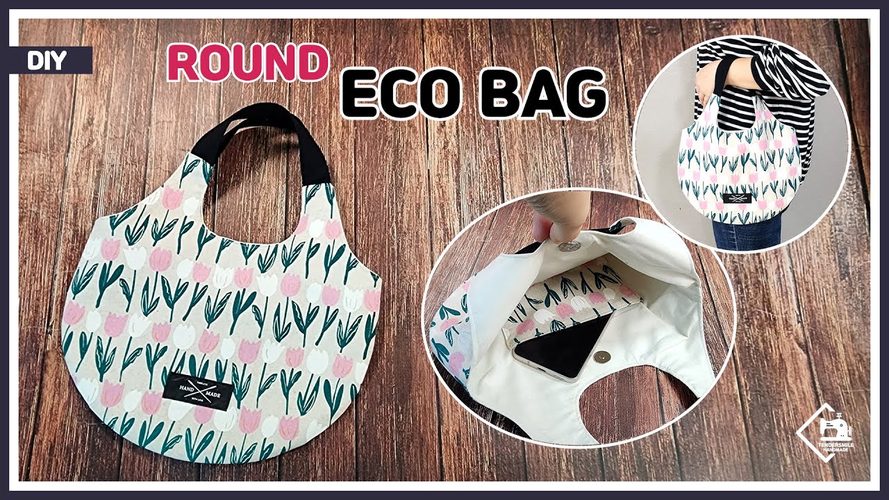 DIY Round Eco Bag / Cute Handbag / Free pattern / sewing tutorial ...