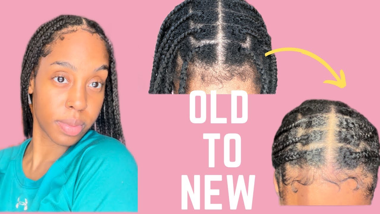 Old to New Knotless Braids| No re-braiding| No shampoo| No Gel or Jam # ...