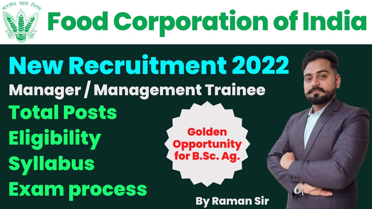 FCI New Recruitment 2022 | Manager / Management Trainee | Posts ...
