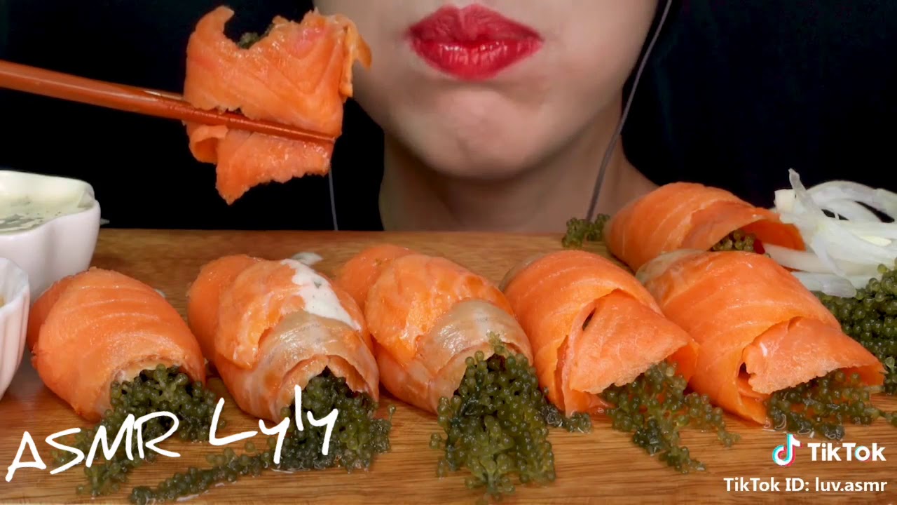 ASMR Fresh Salmon Eating🍣🍣 #RelaxingSound Yummy 👍 - YouTube