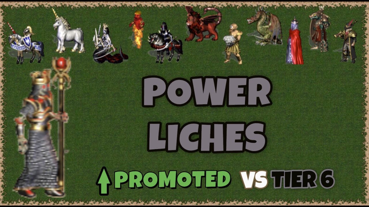 Power Lich PROMOTED vs all level 6 units in Heroes 3 - YouTube