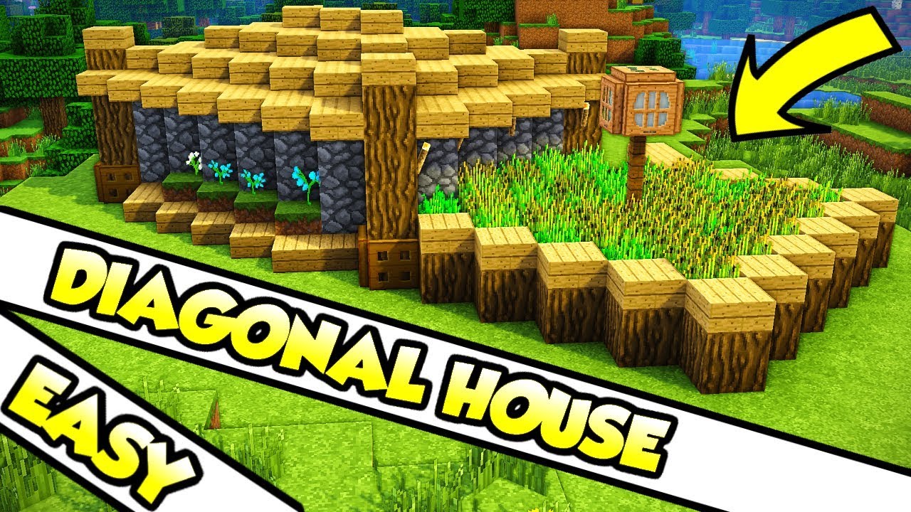 Minecraft DIAGONAL Survival House Tutorial (How to Build) - YouTube