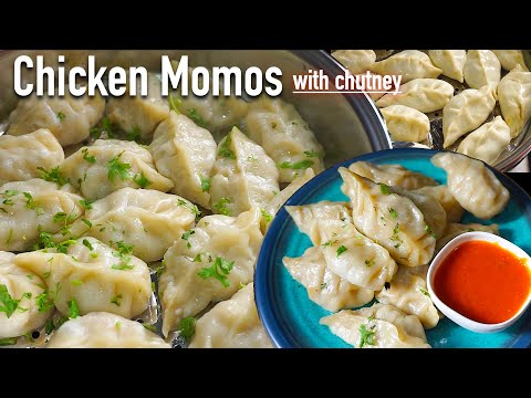 Chicken momos recipe | momos recipe | momos chutney | how to make steamed chicken momos