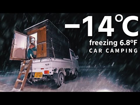 First danger! -14 ℃ snow car camping is all frozen. DIY light truck camper. 143