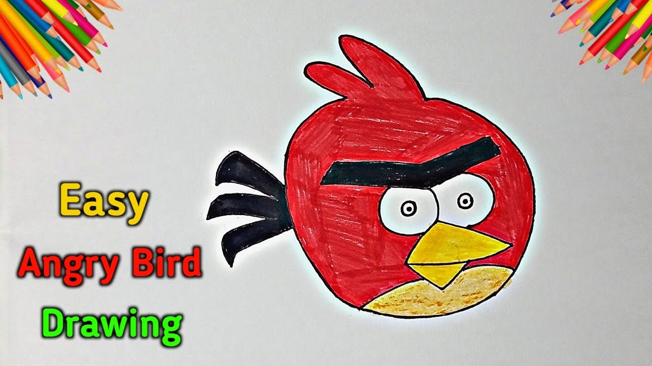 How To Draw Angry Bird || Easy Angry Bird Drawing #arbaig #drawing # ...