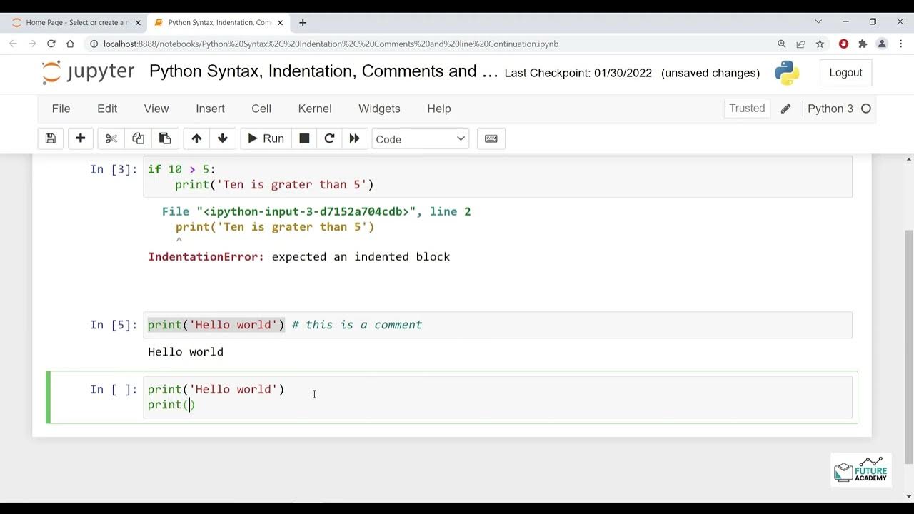 م.شويل الشهري | Python Syntax-Indentation-Comments- Line Continuation | أمثلة وتمارين - YouTube