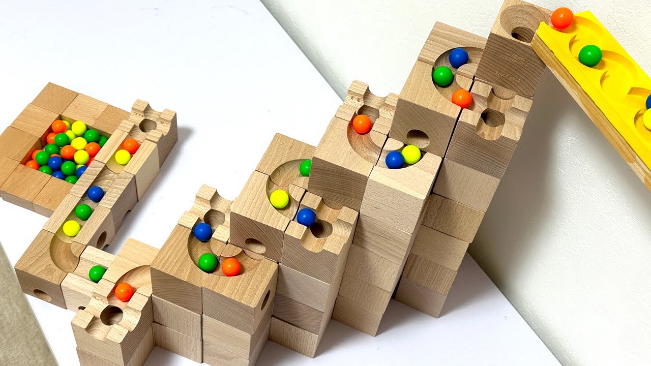 Marble Run ASMR☆Colorful Wave Slope & Cuboro Tower Course - YouTube