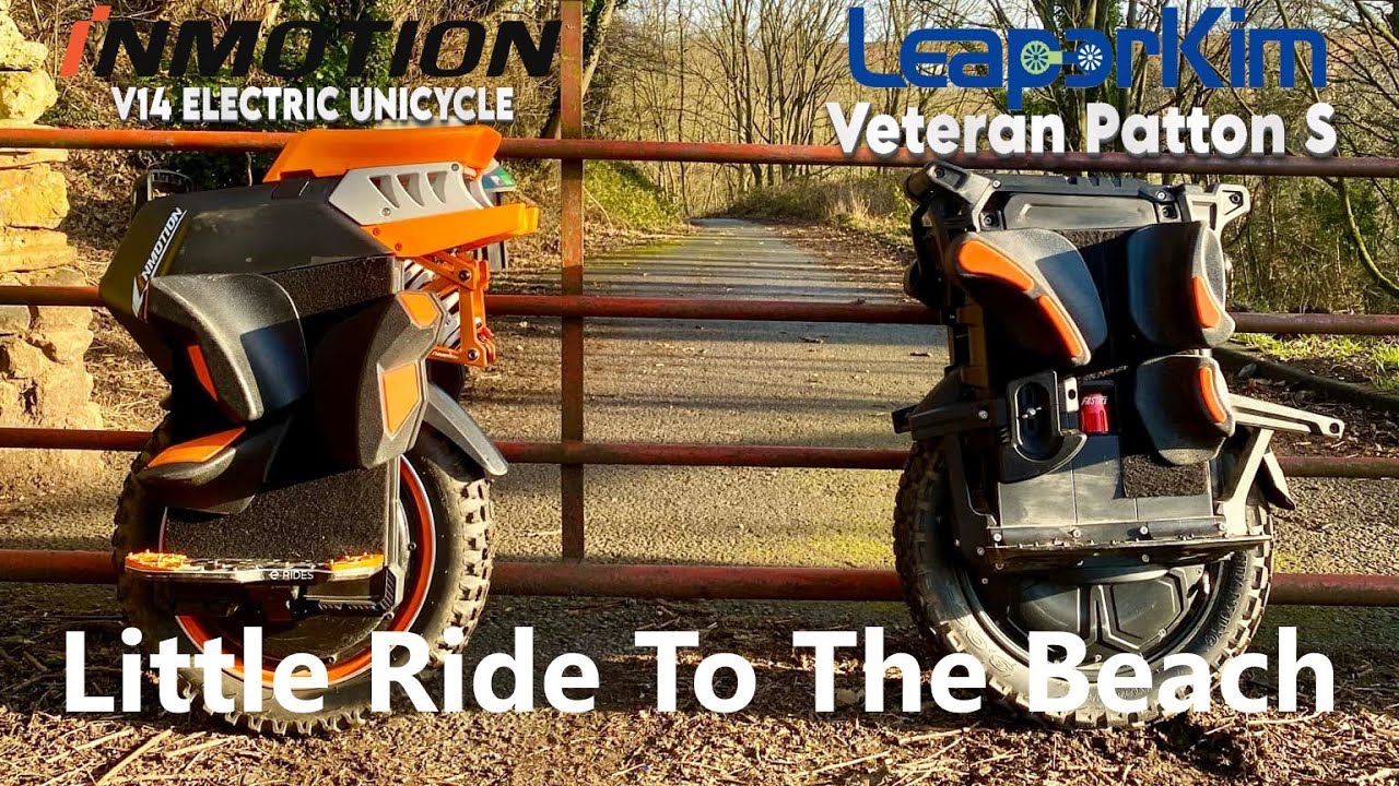 Leaperkim Patton S and Inmotion V14 little ride to beach ! - YouTube