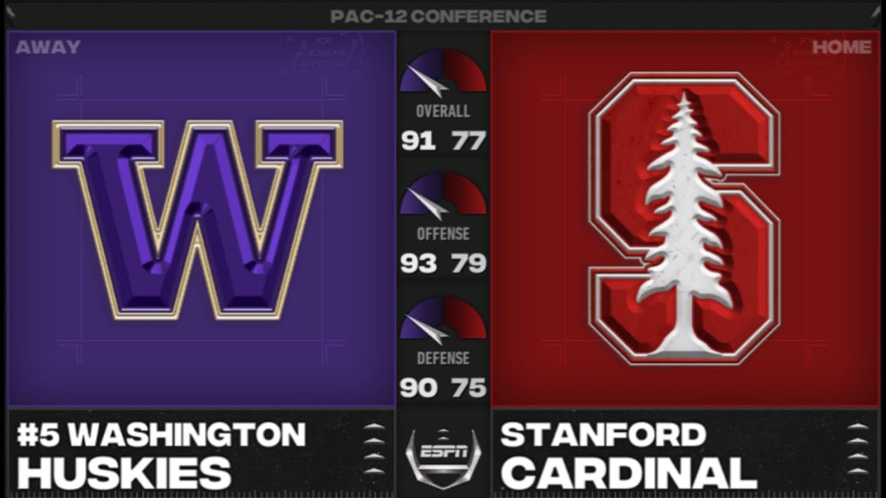 NCAA 24 Week 9 PAC12: (5) Washington Huskies vs Stanford Cardinals ...