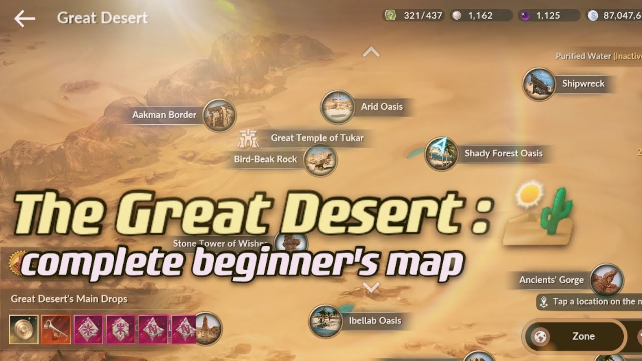 Black Desert Mobile Great Desert complete beginers map - YouTube