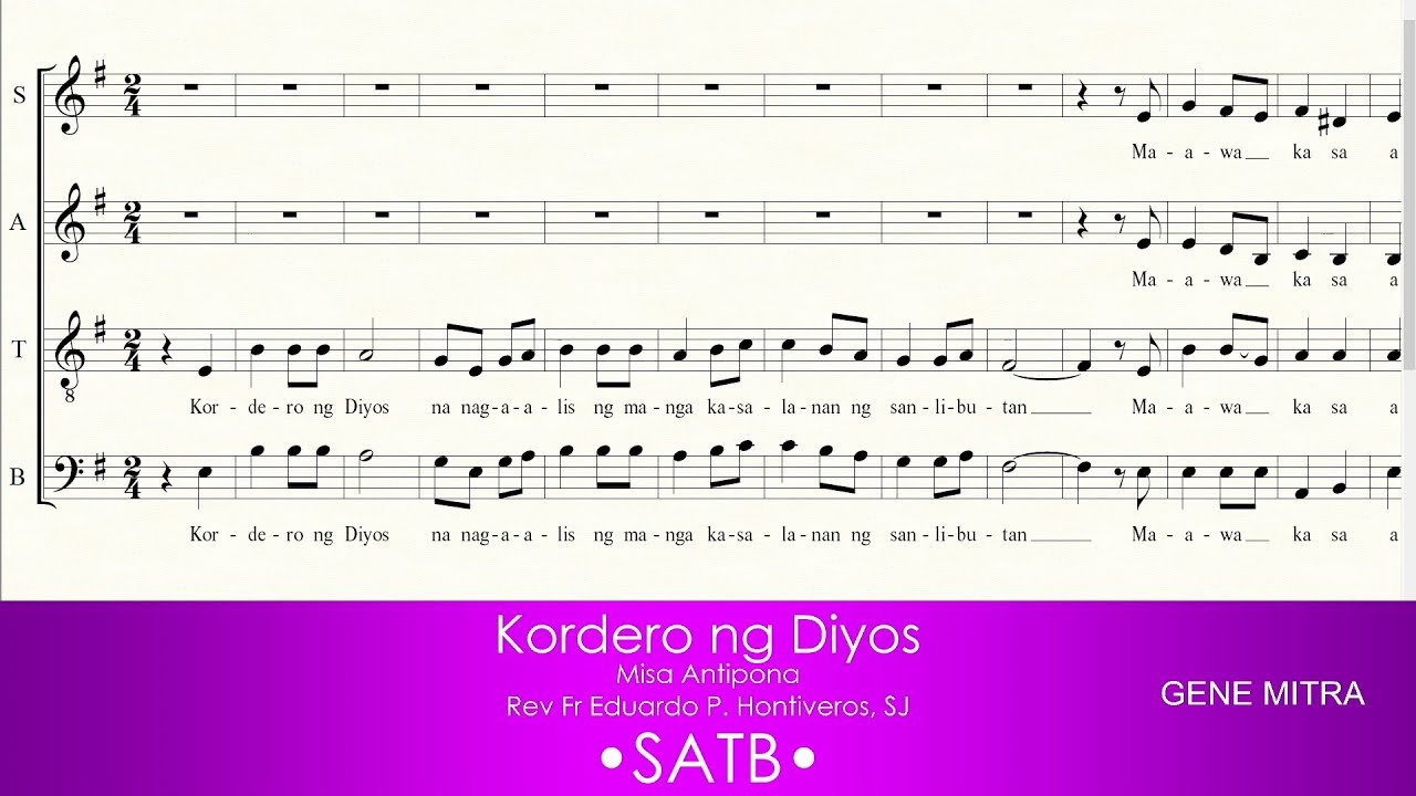 Kordero ng Diyos (Misa Antipona) • SATB - YouTube