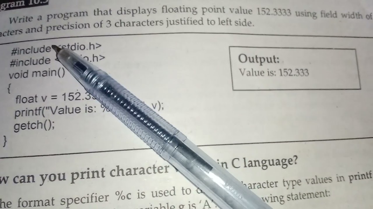 C Program Series Program 105 Display Floating 1523333 Using Field C Program Series Program 105 Display Floating 1523333 Using Field