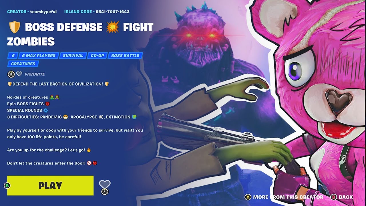 Boss Defense Fight Zombie Horror Map Code Creative 2.0 Fortnite! (Humen ...