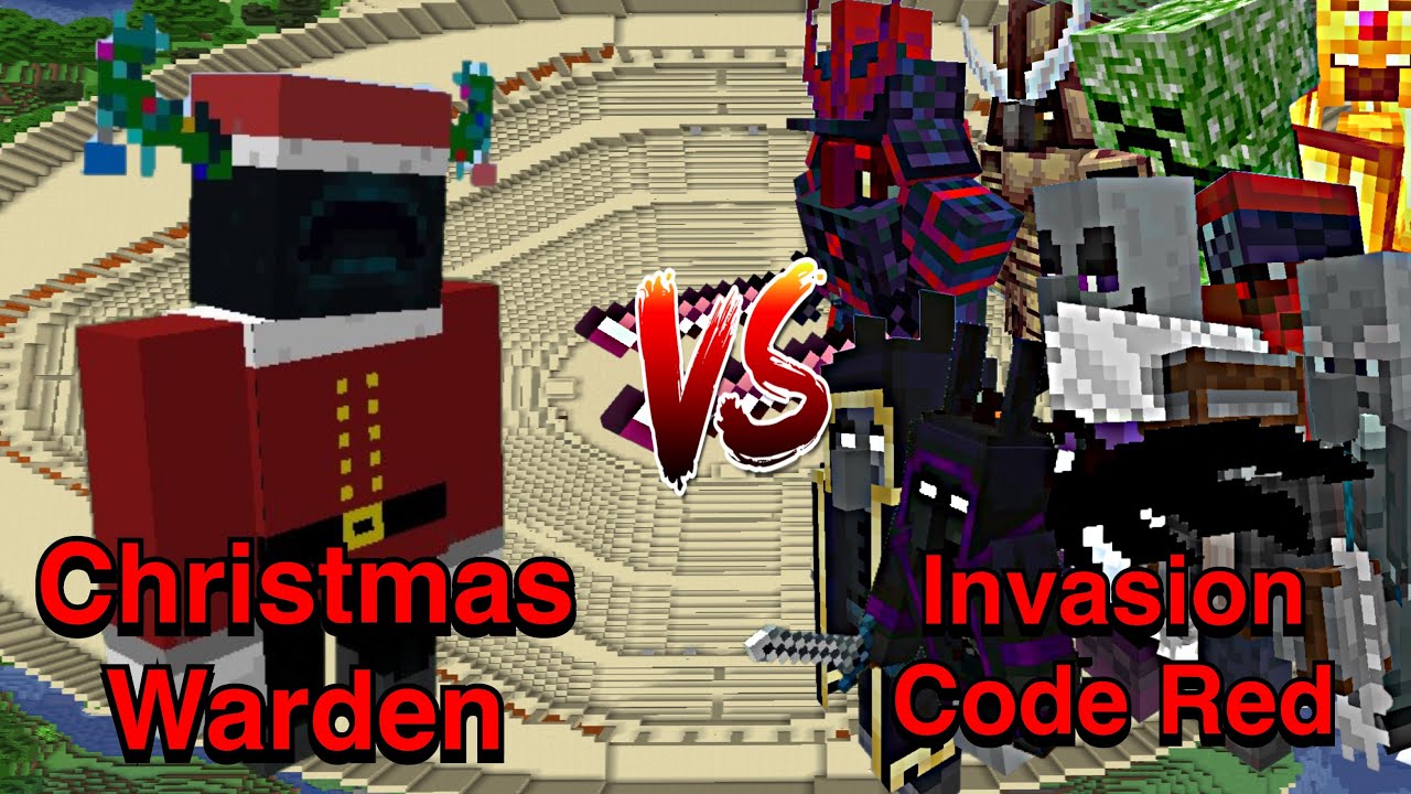 Minecraft: Bedrock |Mobs Battle| Christmas Warden VS Invasion Code Red ...