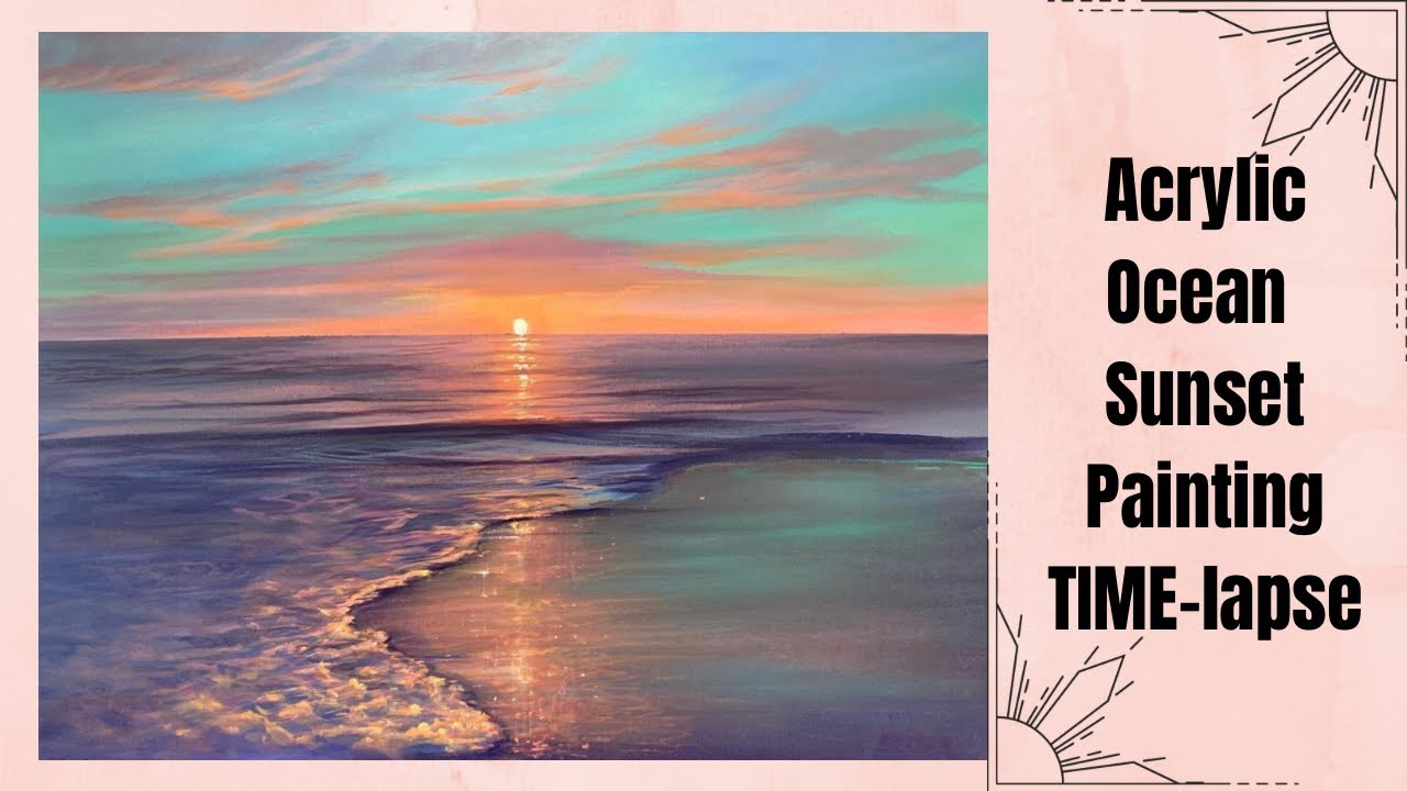 Acrylic seascape sunset painting tutorial/TIME LAPSE - YouTube