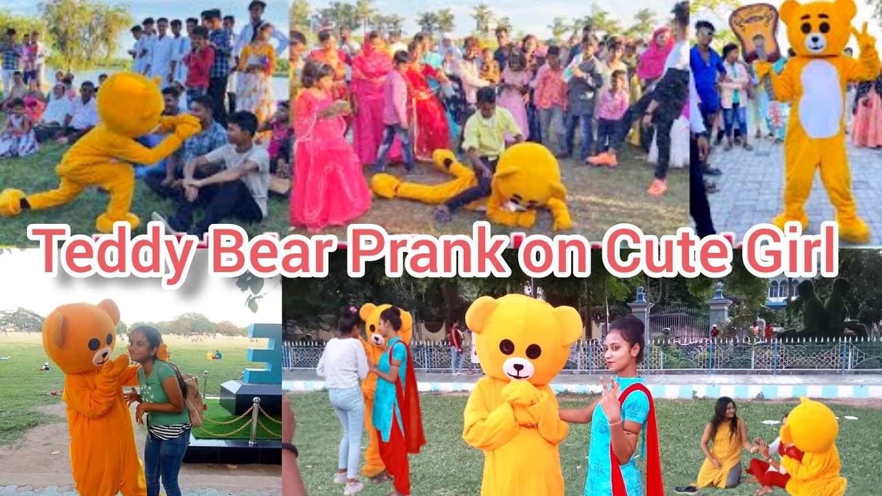 Teddy Bear Prank On Cute Girl Funny Dance And Crazy Reaction