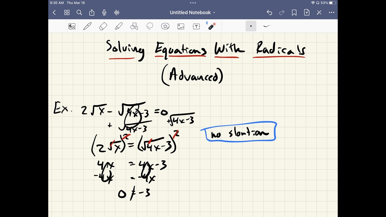 Solving Equations With Radicals (Advanced) - YouTube