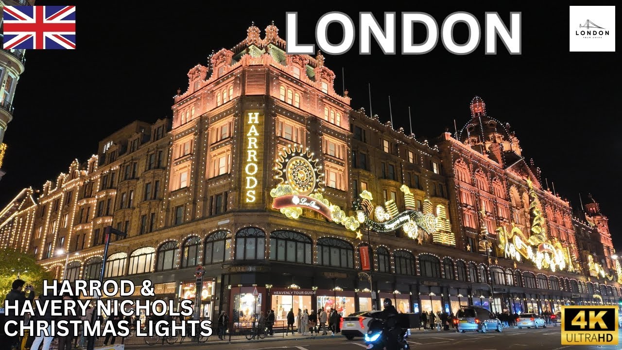The BIGGEST Christmas🎄Lights Display in Harrods London | 4K HDR Virtual ...