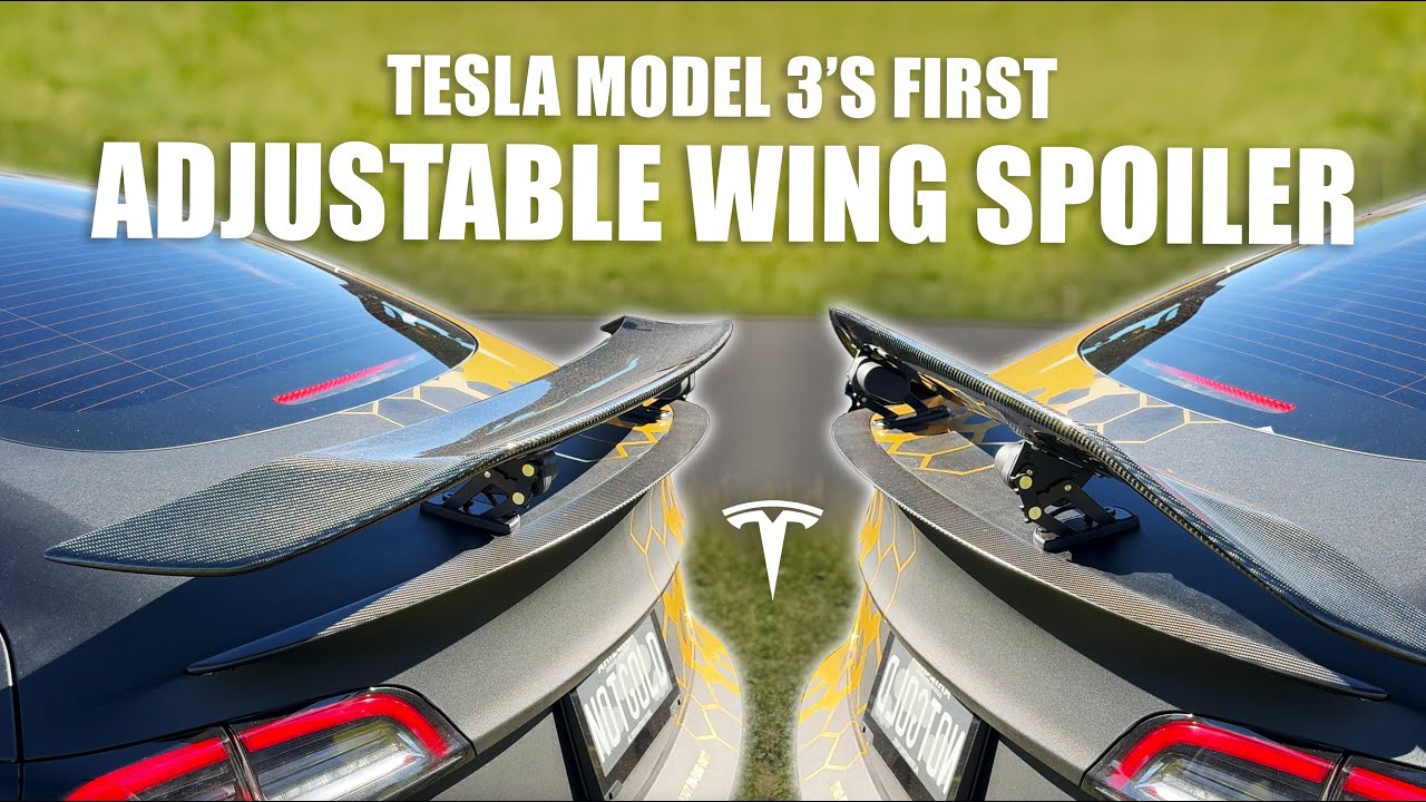 Tesla Model 3's FIRST Adjustable TESLA WING SPOILER at a Car Show ...