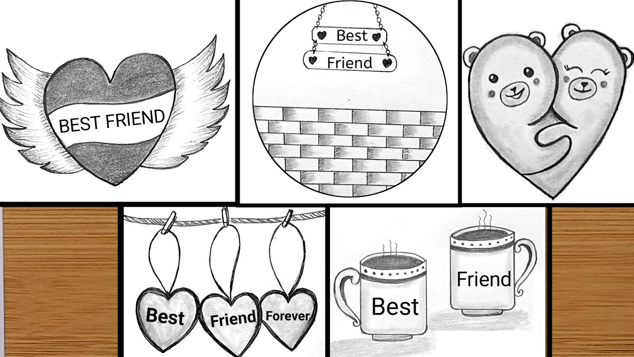 Best Friends Drawing Ideas - pencil sketch | Easy Drawing Ideas for ...