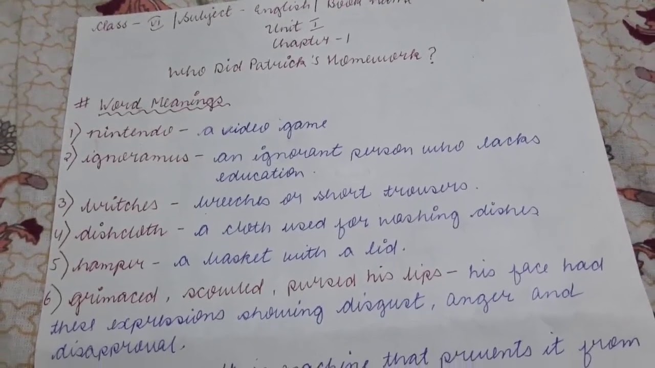 NCERT Class 6th English Chapter 1 Ll Who Did Patrick s Homework ncert-class-6th-english-chapter-1-ll-who-did-patrick-s-homework